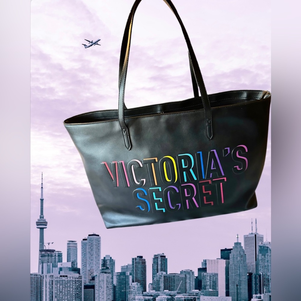 Victoria’s Secret Black With Rainbow Logo And Rainbow… - Gem